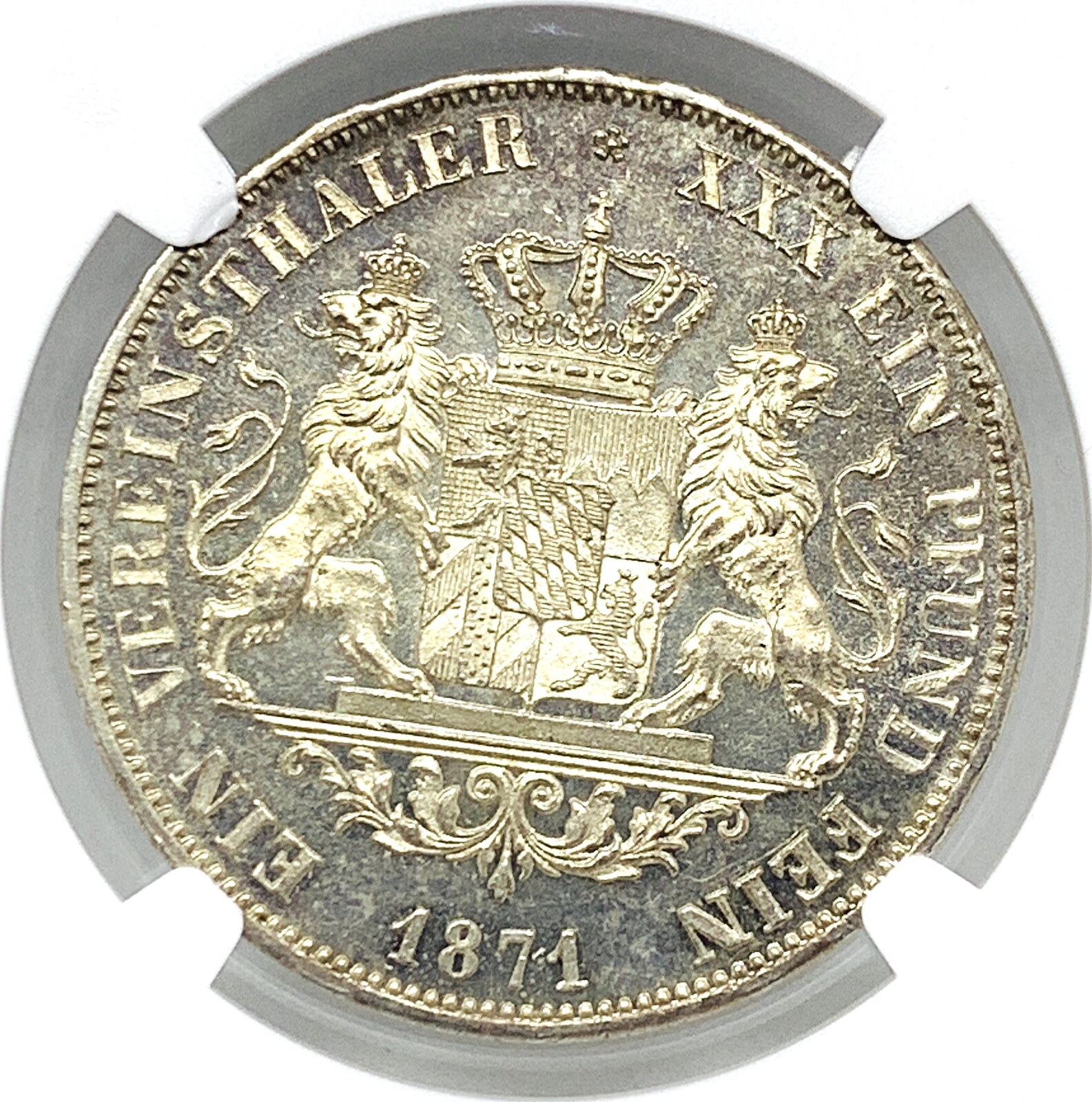 GERMANY German States Bavaria 1871 Taler Coin Thaler NGC MS 63 Dav 613 ...