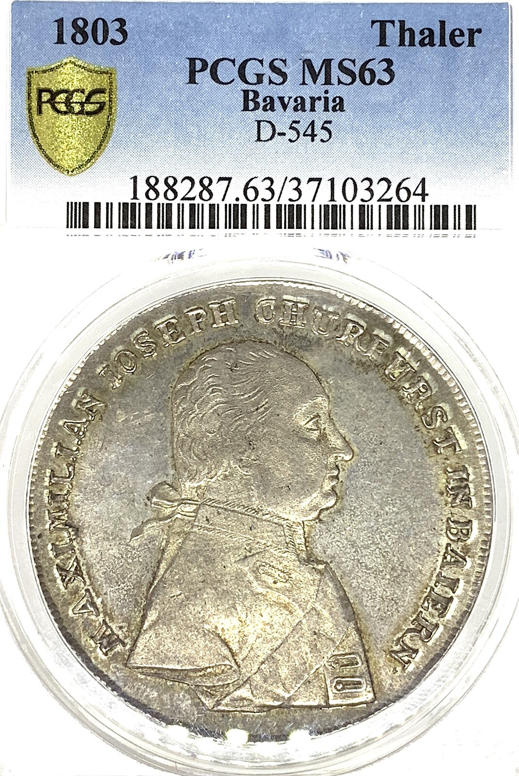 Germany Bavaria 1803 Taler Coin Thaler PCGS MS 63 F.STG/STG RARE UNC ...