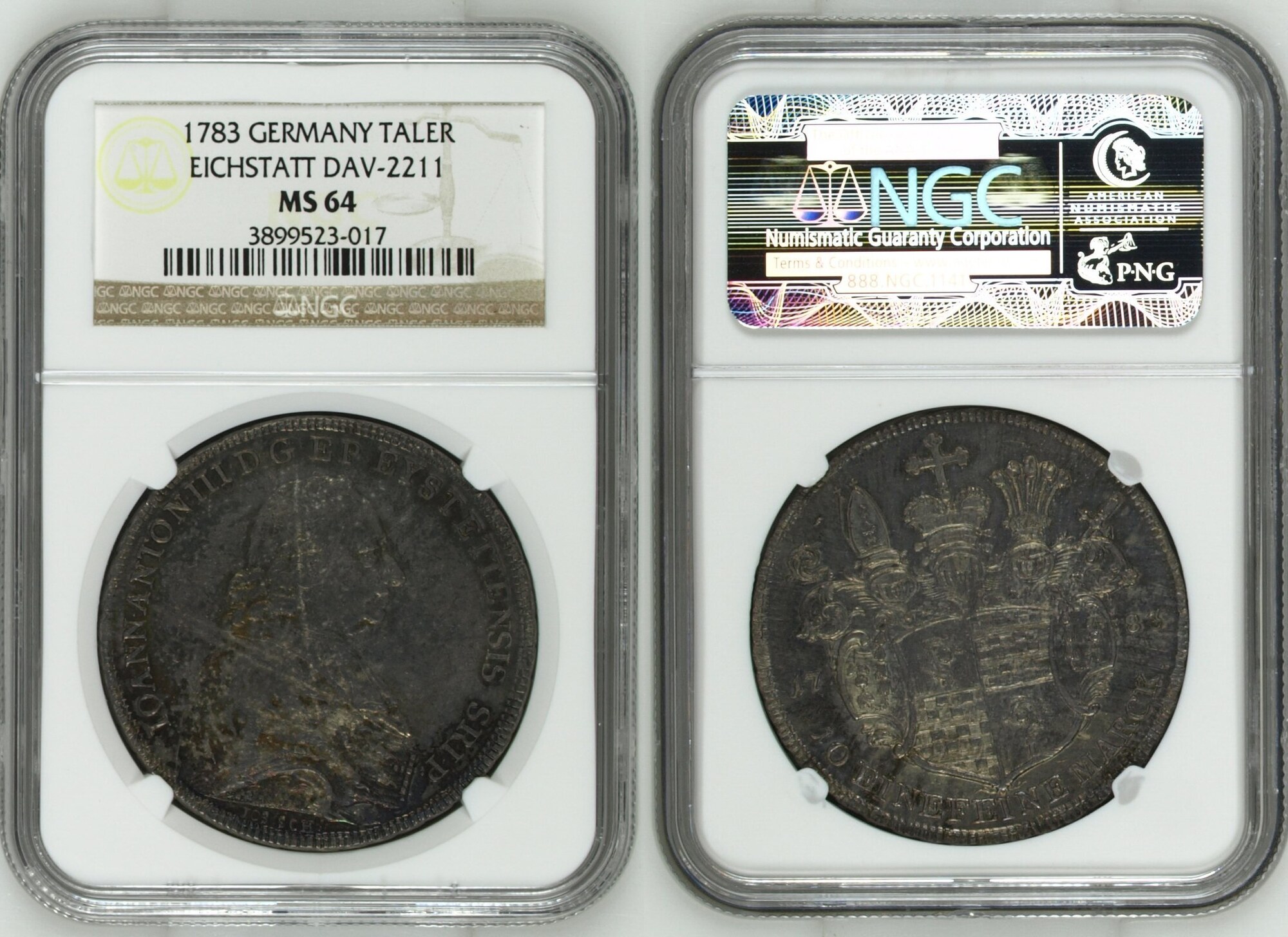 GERMANY German States EICHSTADT 1783 Taler Coin Thaler NGC MS 64 F.STG ...