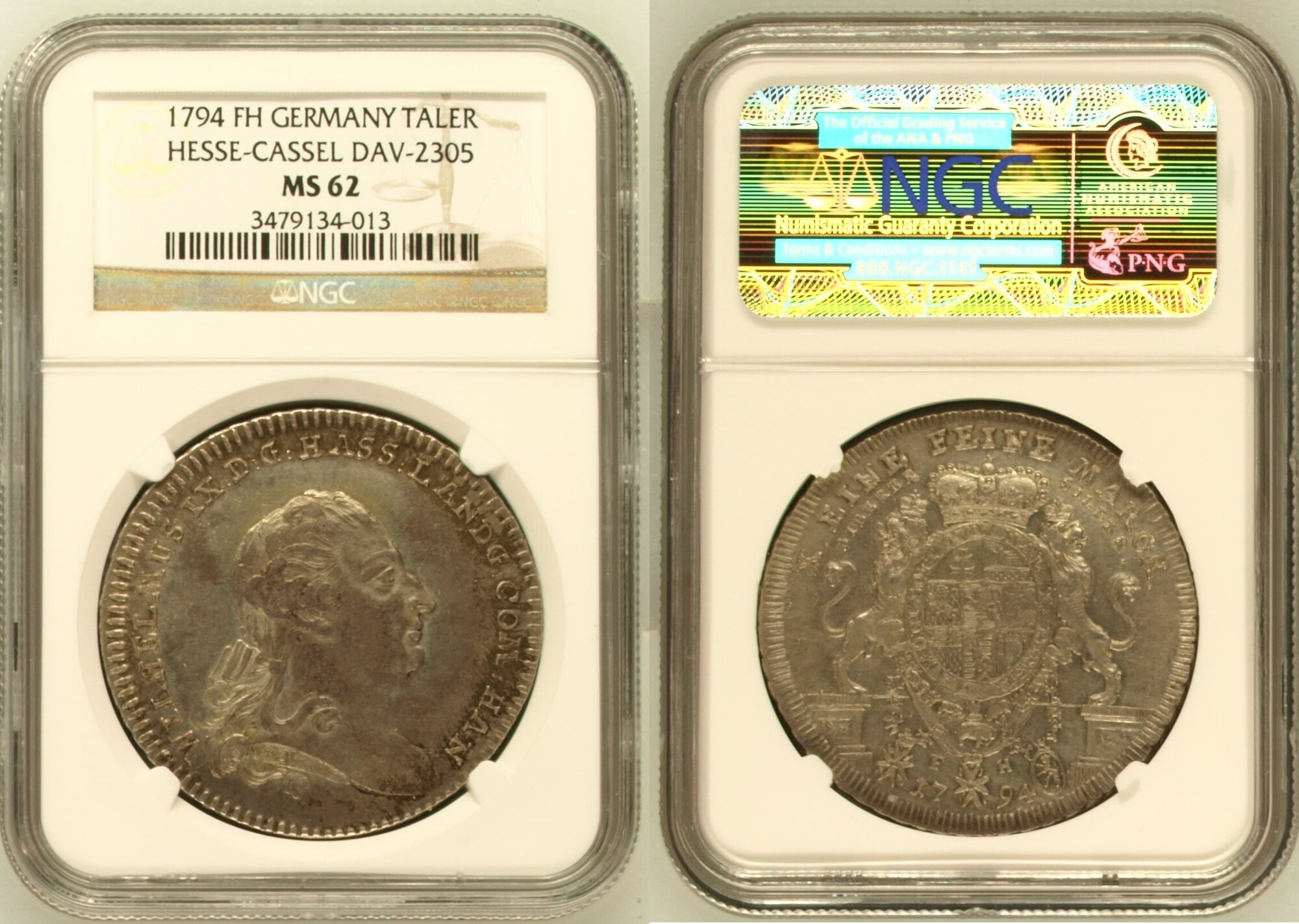 GERMANY 1794 H//FH German States Hesse-Cassel 1794 Taler Coin Thaler ...