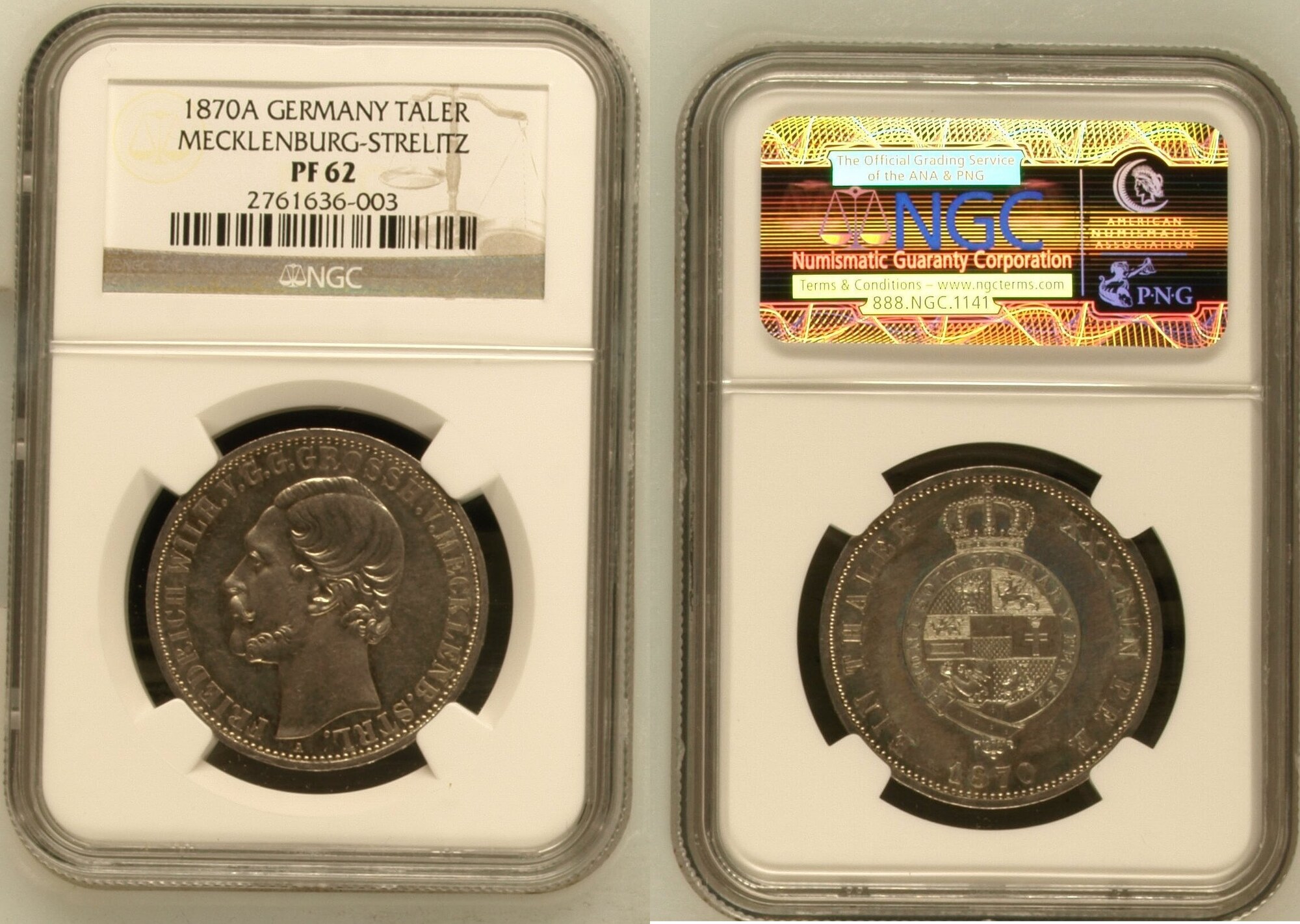 GERMANY 1870A German States Mecklenburg-Strelitz 1870 Taler Coin Thaler ...