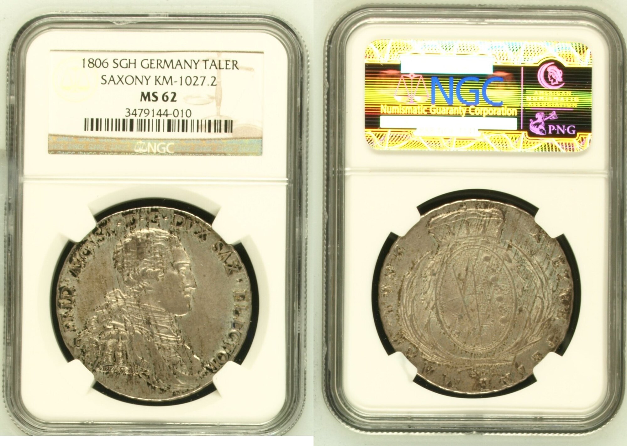 GERMANY German States Saxony 1806 SGH Taler Coin NGC MS62 VZ/F.STG ...