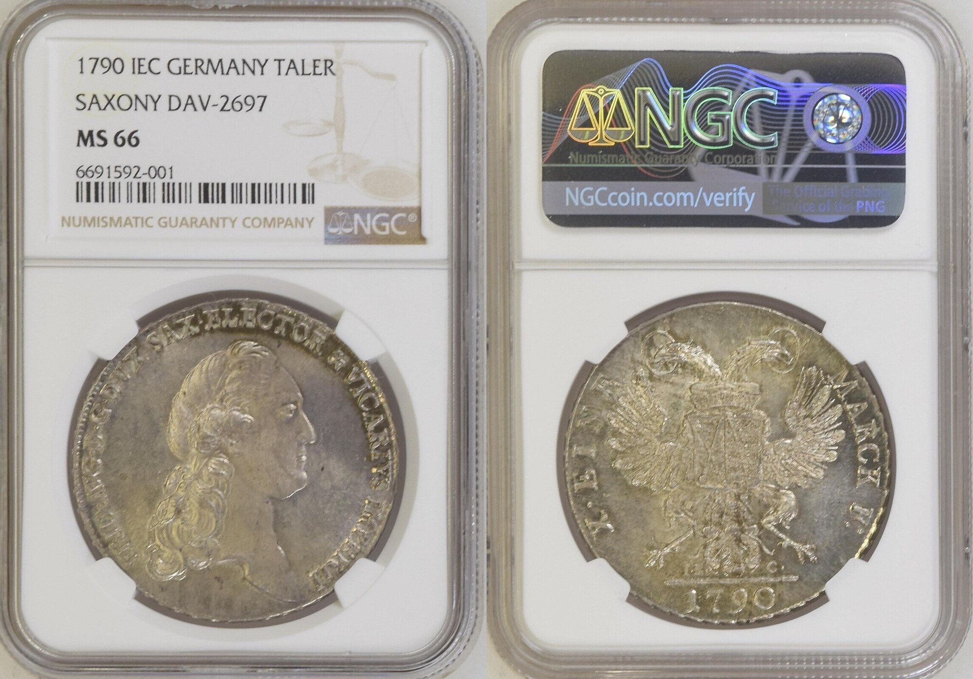 GERMANY German States Saxony 1790 IEC Vicariat Taler Coin Thaler NGC MS ...