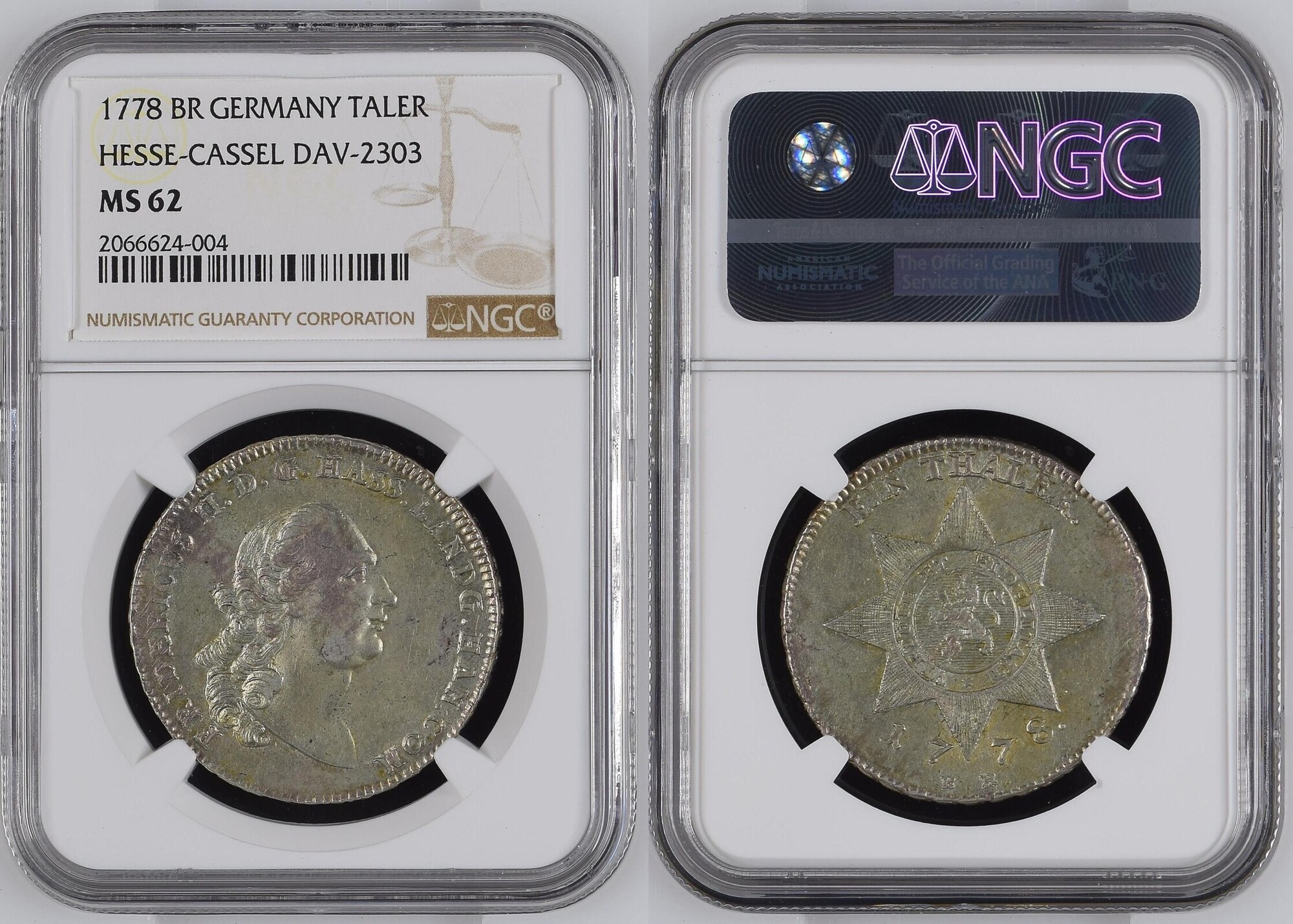 GERMANY 1778 BR German States Hesse-Cassel 1778 Taler Coin NGC MS 62 VZ ...