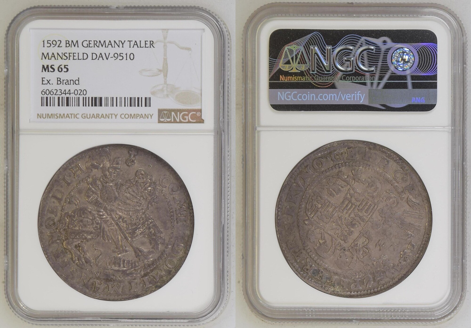 GERMANY 1592 BM German States Mansfeld-Friedeburg 1592 Taler Coin ...