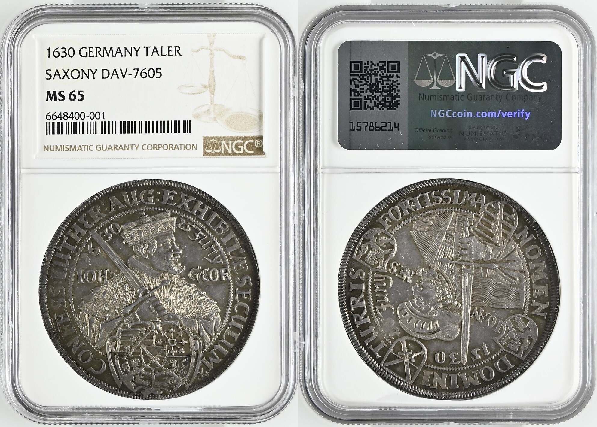 GERMANY German States Saxony 1630 Taler Coin NGC MS65 STG Thaler UNC ...