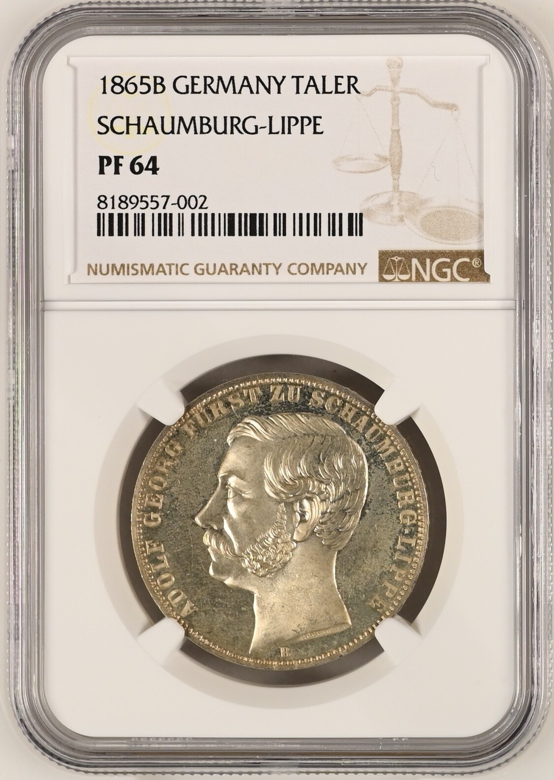 GERMANY 1865 B German States Schaumburg-Lippe 1865 Taler Coin Thaler ...