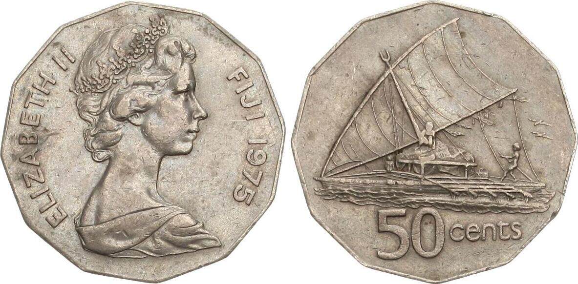 Fiji 50 Cents 1975 Elisabeth II. VF | MA-Shops