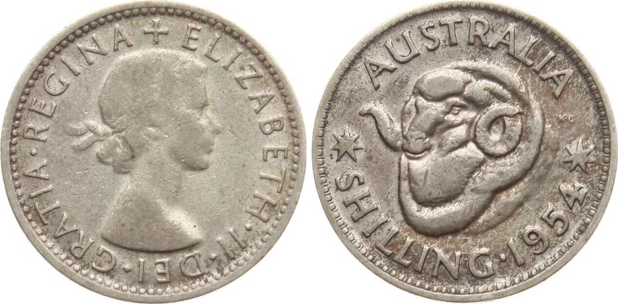 Australien 1 Shilling 1954 Elisabeth II. VF- | MA-Shops