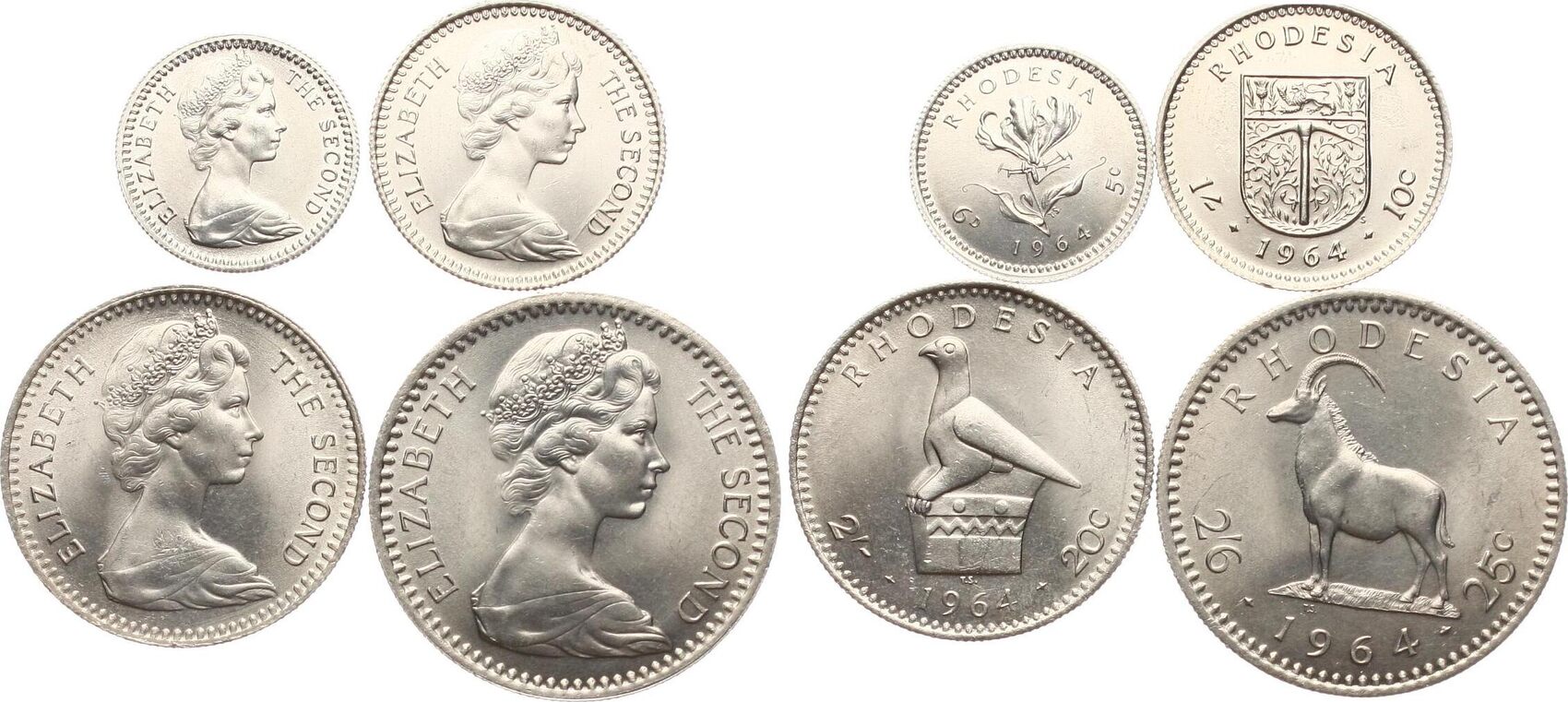 Rhodesien div. Cent 1964 Elisabeth II., PROOFSET! | MA-Shops