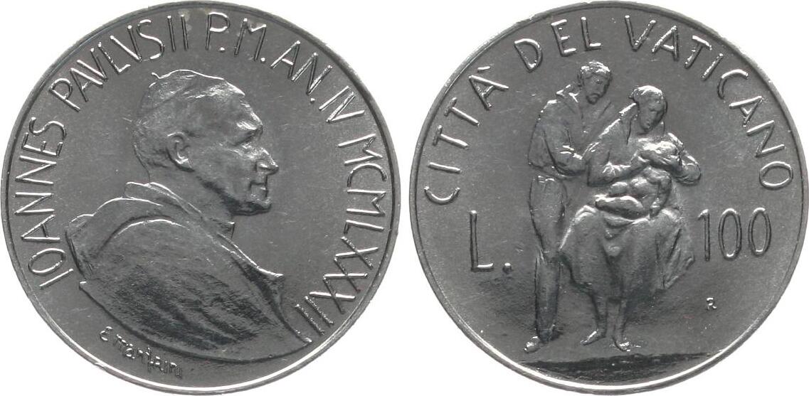 Vatikan 100 Lire 1982 Papst Johannes Paul II. BU | MA-Shops