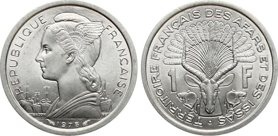 Afars et des Issas (Djibouti) 1 Franc 1975 Republik, Gebiet der Afar ...