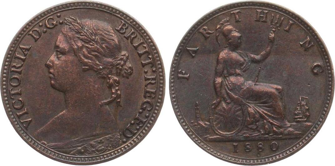 Großbritannien Farthing 1880 Victoria VF+ | MA-Shops