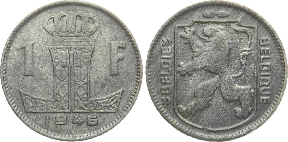 Belgien 1 Franc 1946 Leopold III., 1934-1951 EF | MA-Shops