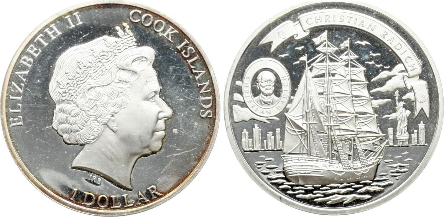 Cook Islands 1 Dollar 2008 Elisabeth II., auf den Reeder und das Schiff ...