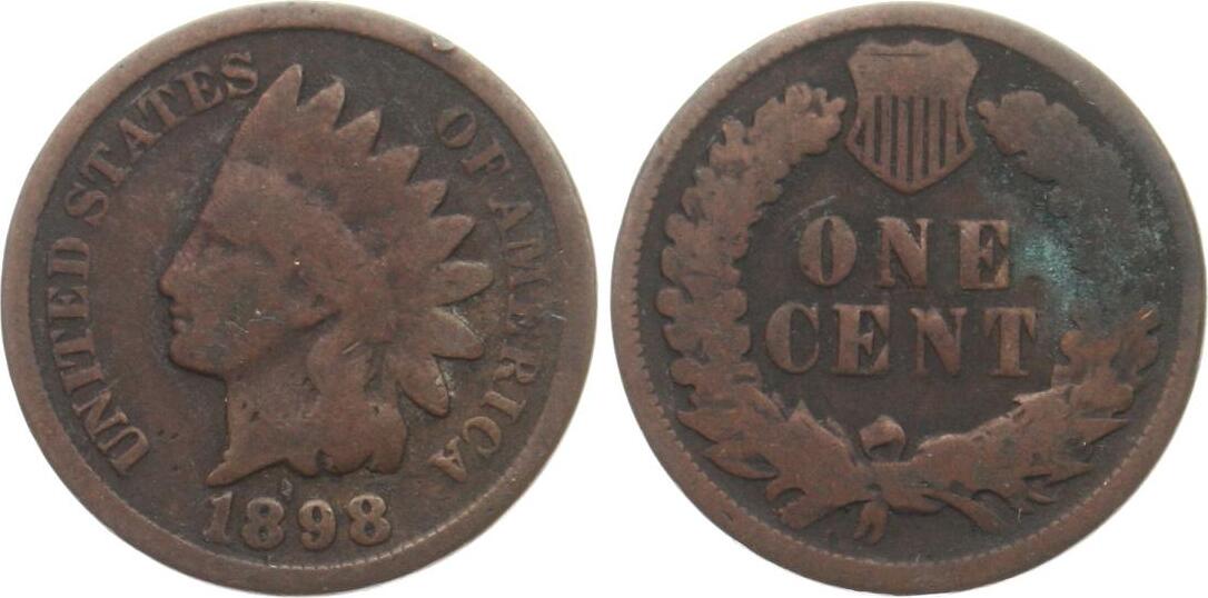 USA 1 Cent 1898 India Head Cent F-VF | MA-Shops