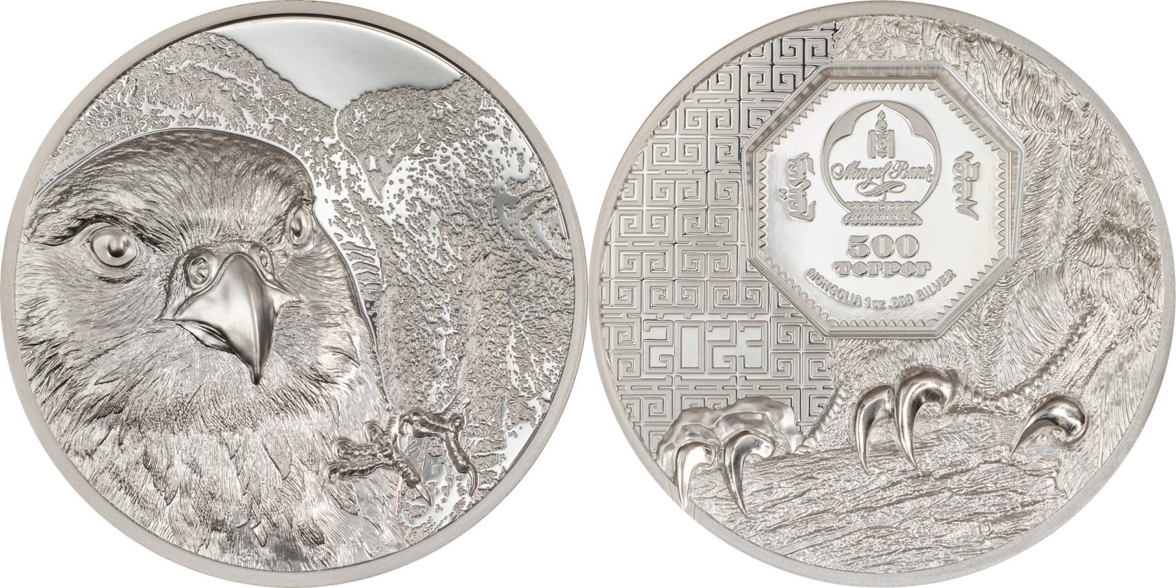 Mongolei 500 Togrog 1 OZ Mongolian Falcon 2023 Proof | MA-Shops