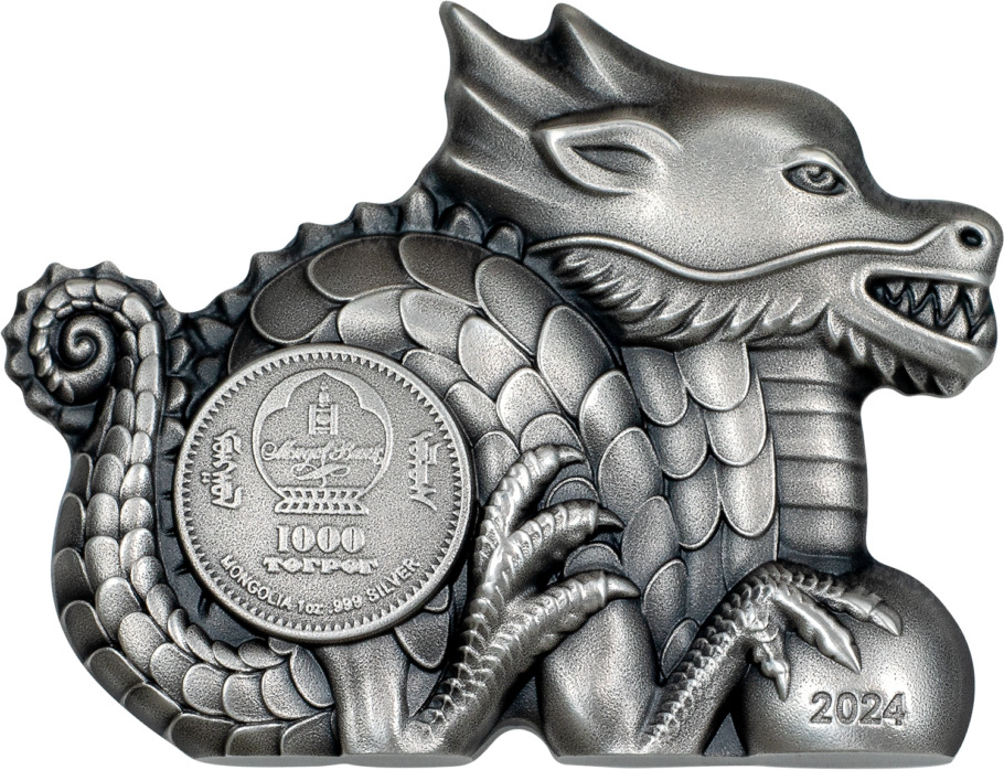 Mongolei 1000 Togrog 1 OZ Mongolian Year of the Dragon 2024 AF | MA-Shops