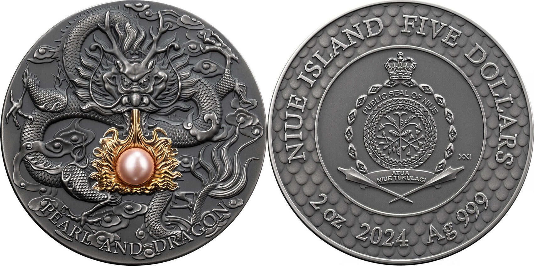 Niue 5 Dollar 2 OZ Pink Pearl and Dragon 2024 AF | MA-Shops