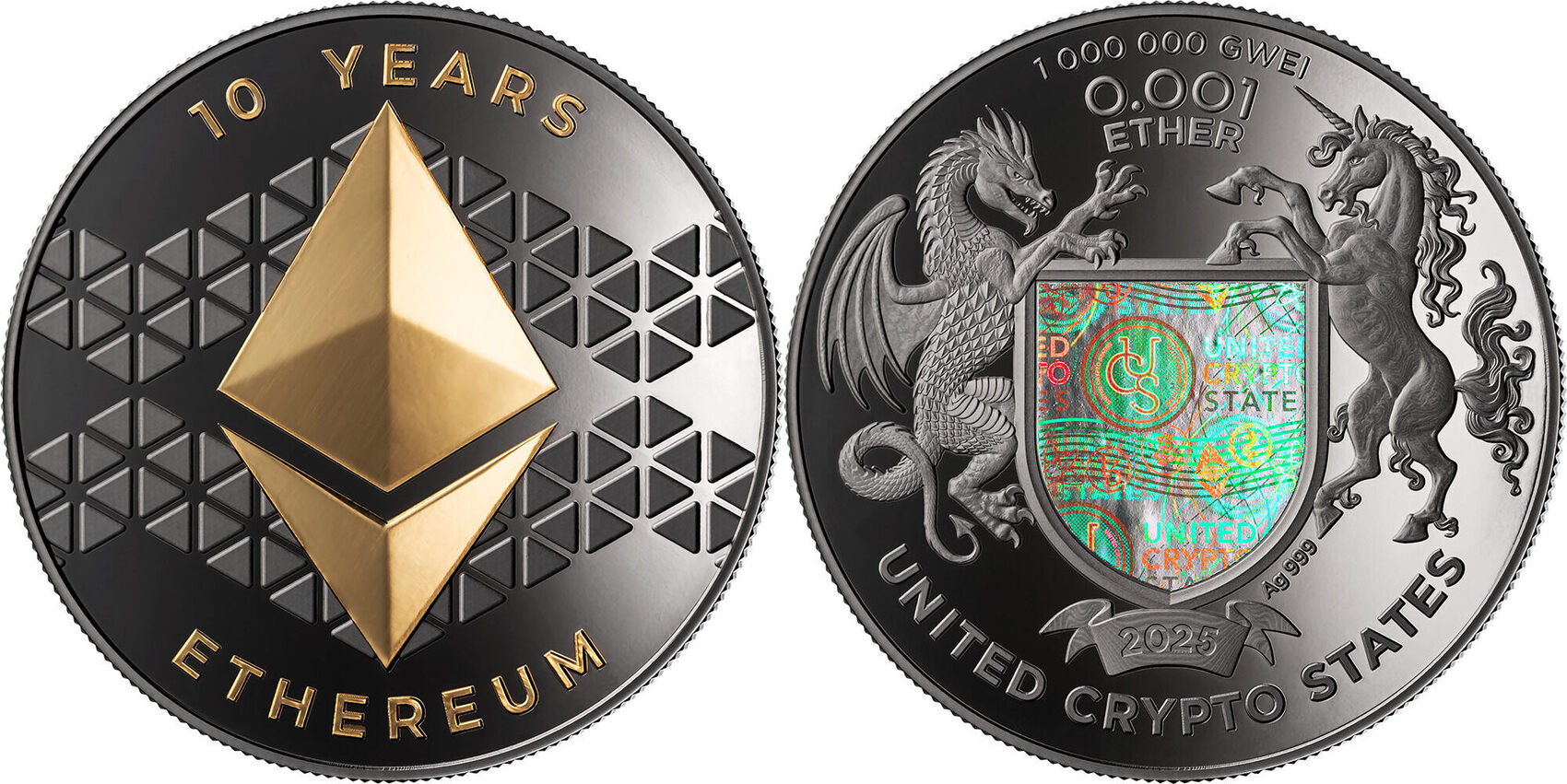 United Crypto States 0,001 1 OZ Ethereum Crypto Coin 2025 proof | MA-Shops