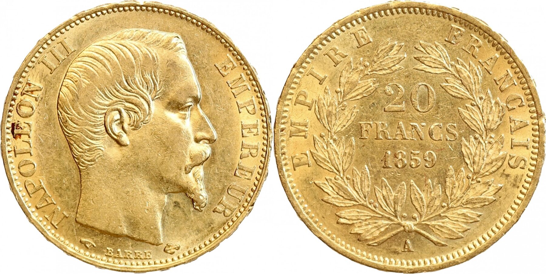 1859 20 Francs Napoléon III Tête Nue EF | MA-Shops