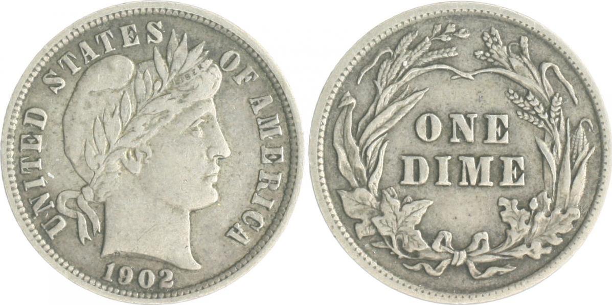 USA 1902 Barber Dime VF | MA-Shops