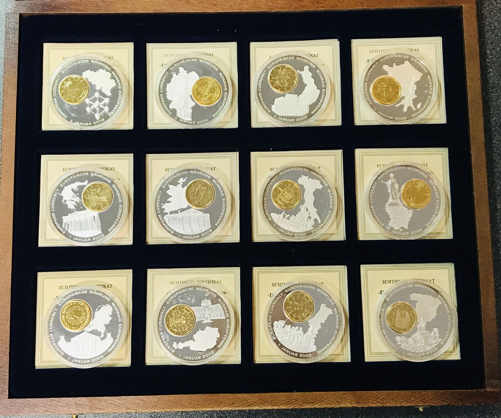 verschiedene Länder Serie von 12 Medaillen 2002 Das neue Geld Europas ...