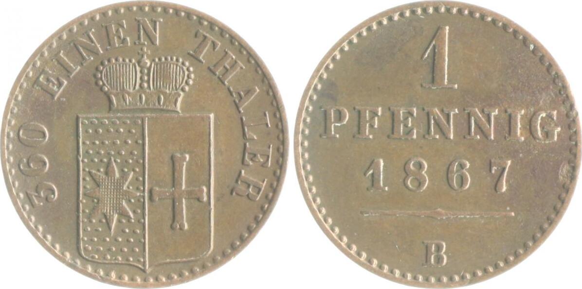 Waldeck-Pyrmont 1 Pfennig 1867 B Georg Victor 1852-1893 EF kl.Sf. | MA ...