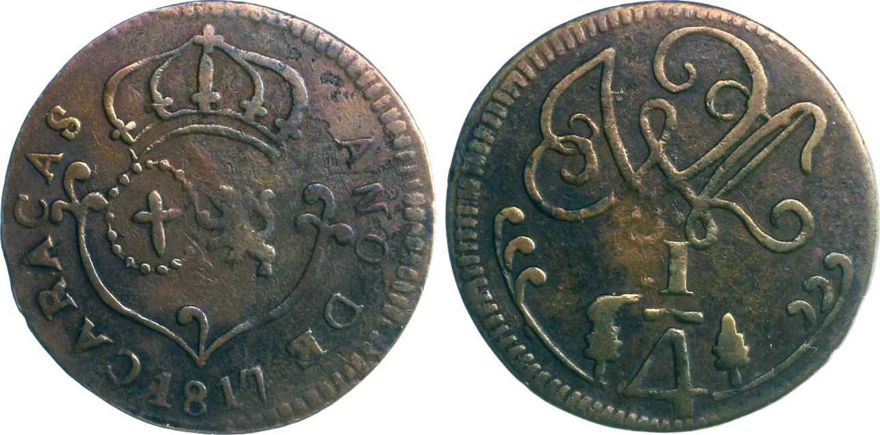 Venezuela 1/4 Real 1817 Provinz Caracas (1802-1830) VF | MA-Shops