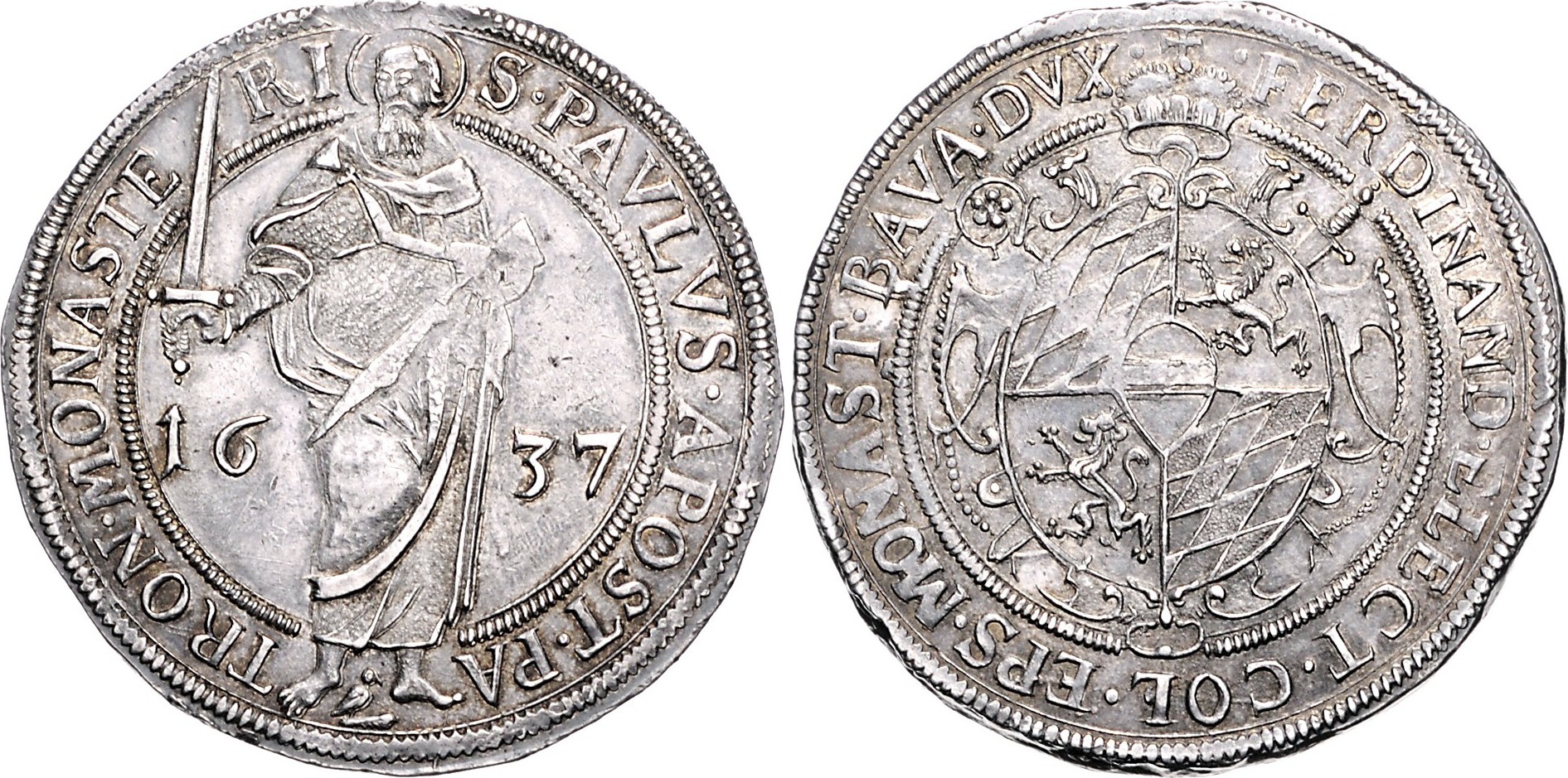 Münster-Bistum Reichstaler 1637 Münster Ferdinand I. Herzog v. Bayern ...