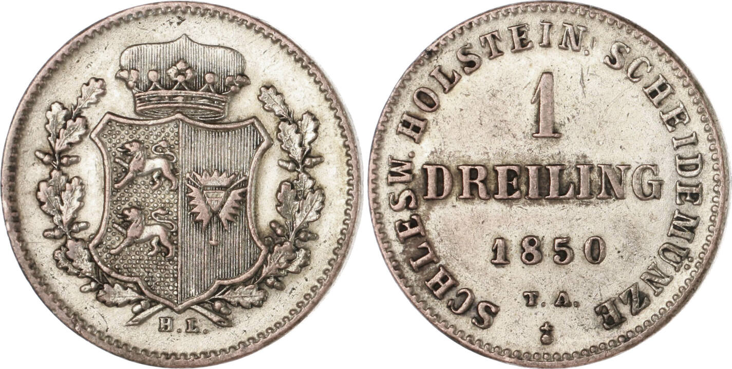 Schleswig-Holstein 1 Dreiling 1850 Unter Statthalterschaft 1848 - 1851 ...