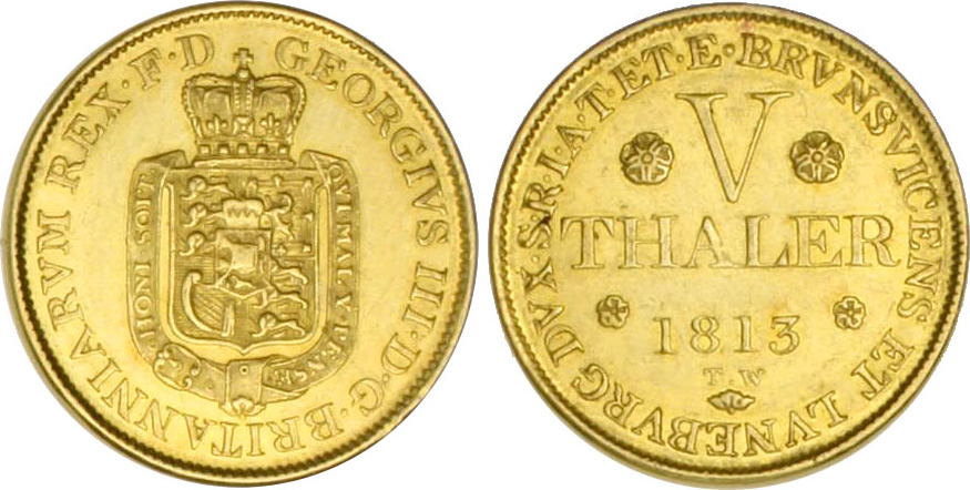 Braunschweig-Calenberg-Hannover 5 Taler Gold 1813 TW (Georg III. 1760 ...
