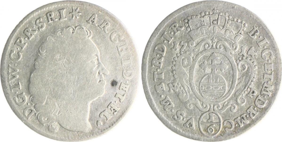 Jülich-Berg 1/6 Taler 1714 Johann Wilhelm 1690-1716 s / VF- | MA-Shops