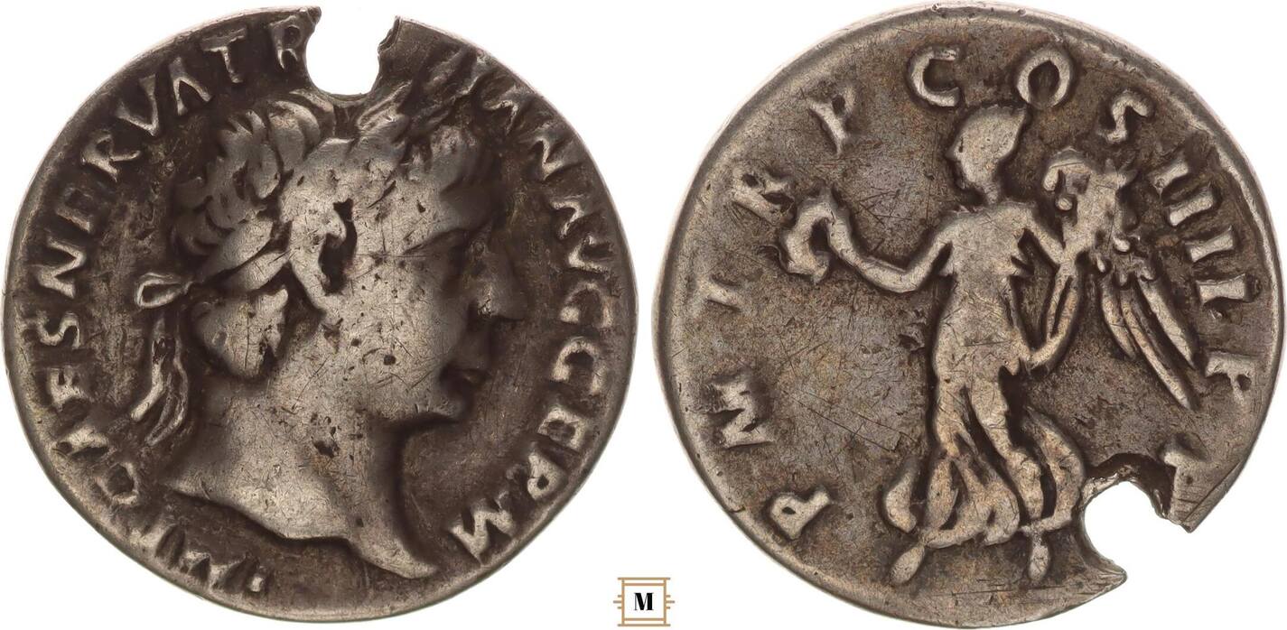 Roman Empire AR denarius 98-117 Trajan, PM TR P COS IIII PP, Victory ...