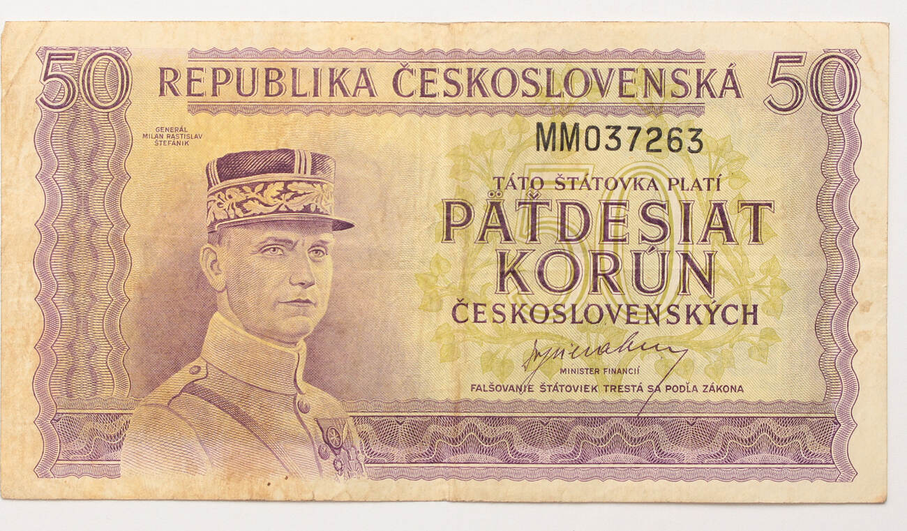 Czechoslovakia 50 korun /1945/ F stains | MA-Shops