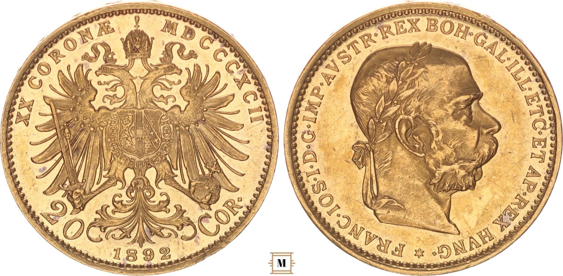 Austria 20 kronen 1892 Franz Joseph AU | MA-Shops