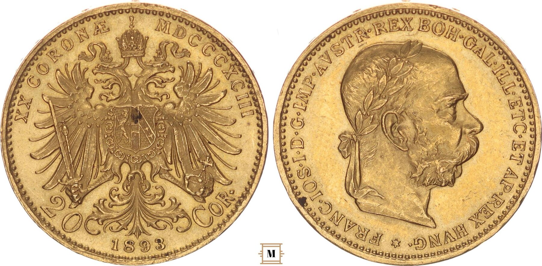 Austria 20 kronen 1893 Franz Joseph AU | MA-Shops