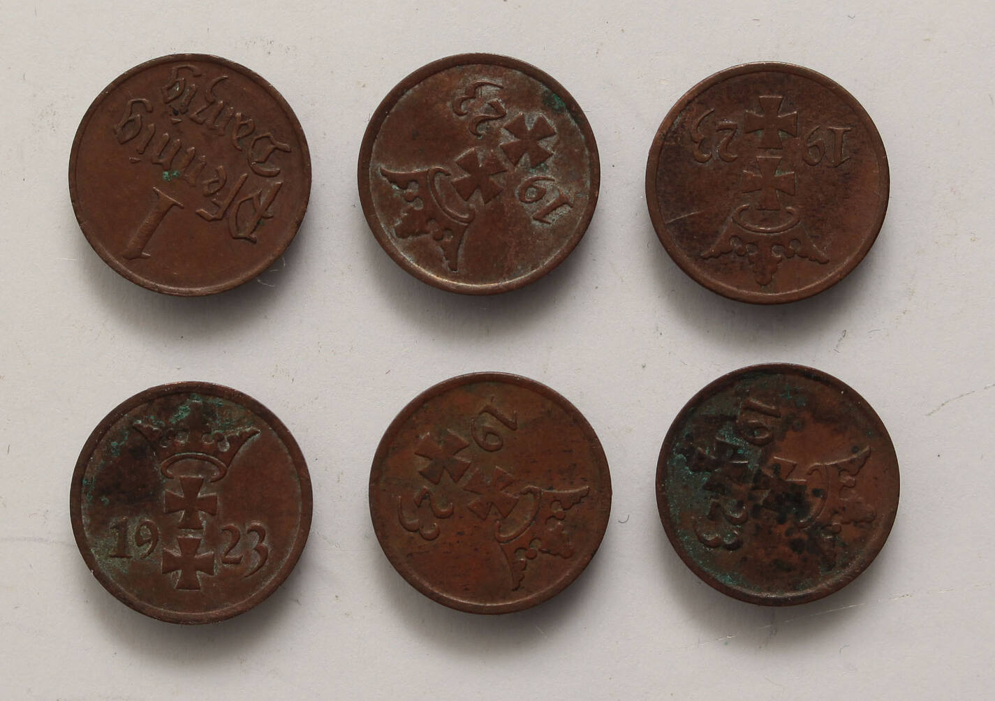 1 pfennig 1923 6 pcs lot of Danzig pfennigs | MA-Shops