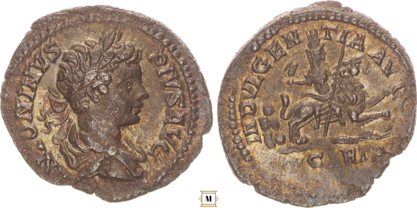Roman Empire AR denarius 198-217 Caracalla, INDVLGENTIA AVGG IN CARTH ...