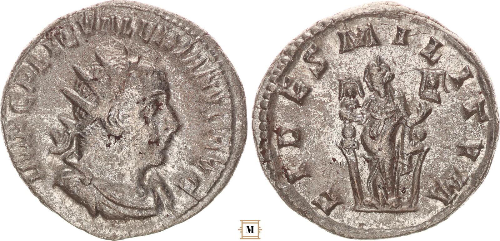 Roman Empire AR Antoninianus 253-260 Valerian I., FIDES MILITVM, Fides ...