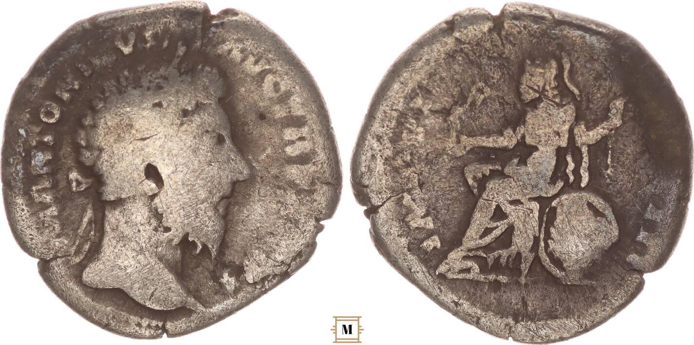 Roman Empire AR denarius 161-180 Marcus Aurelius, IMP VI COS III, Roma ...