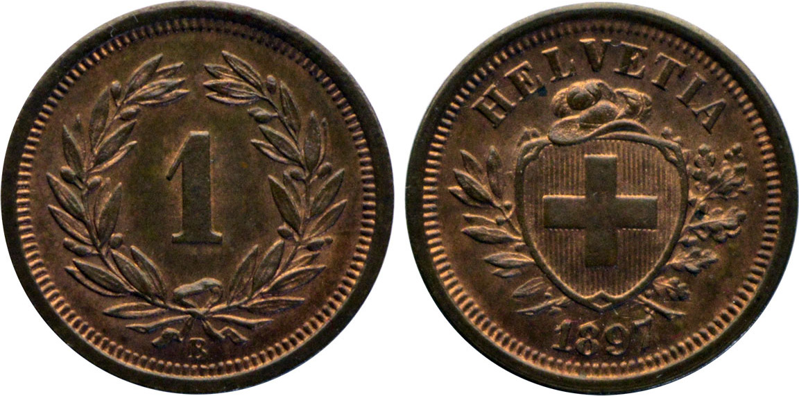 Switzerland 1 rappen 1897 B unc | MA-Shops