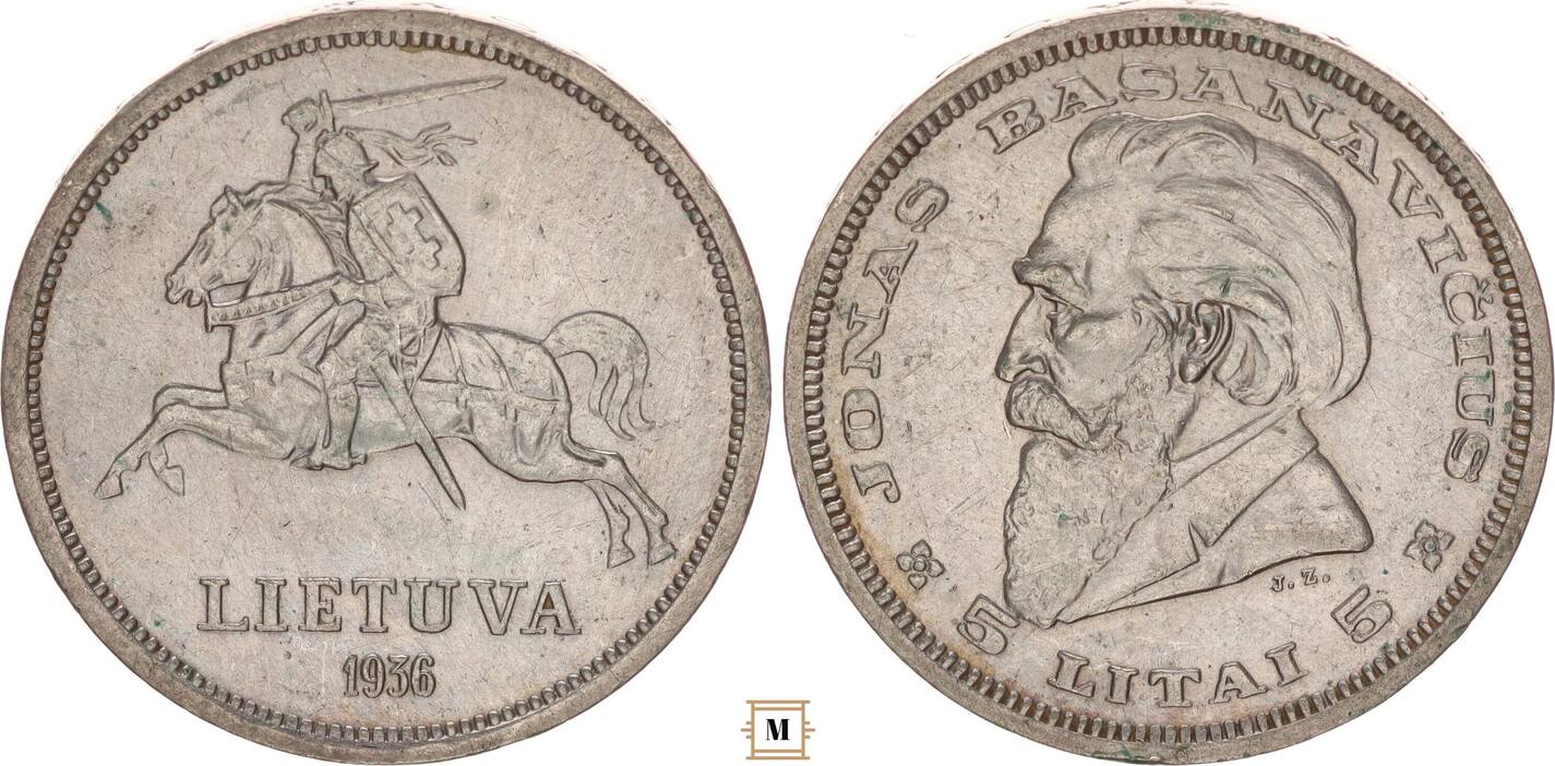 Lithuania 5 litu 1936 Jonas Basanavicius | MA-Shops
