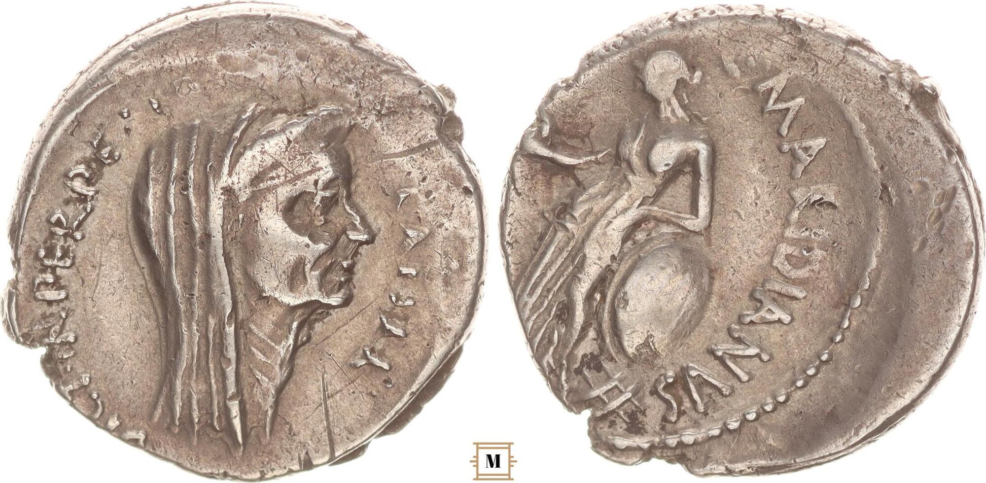 Roman Empire AR denarius 44 BC Julius Caesar Dictator, C. Cossutius ...