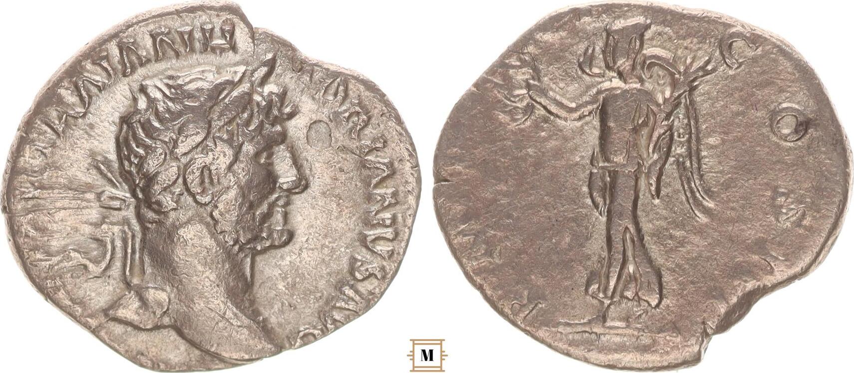 Roman Empire AR quinarius 117-148 Hadrian, PM TR P COSIII, Victory ...