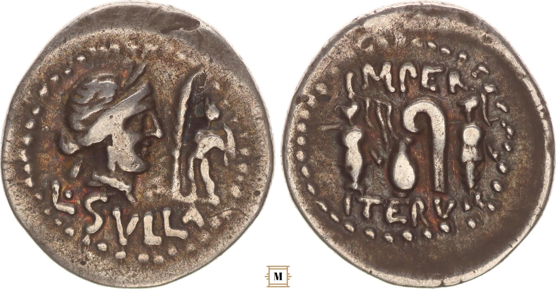Roman Republic AR denarius 84-83 BC L.Sulla, Military mint moving w ...