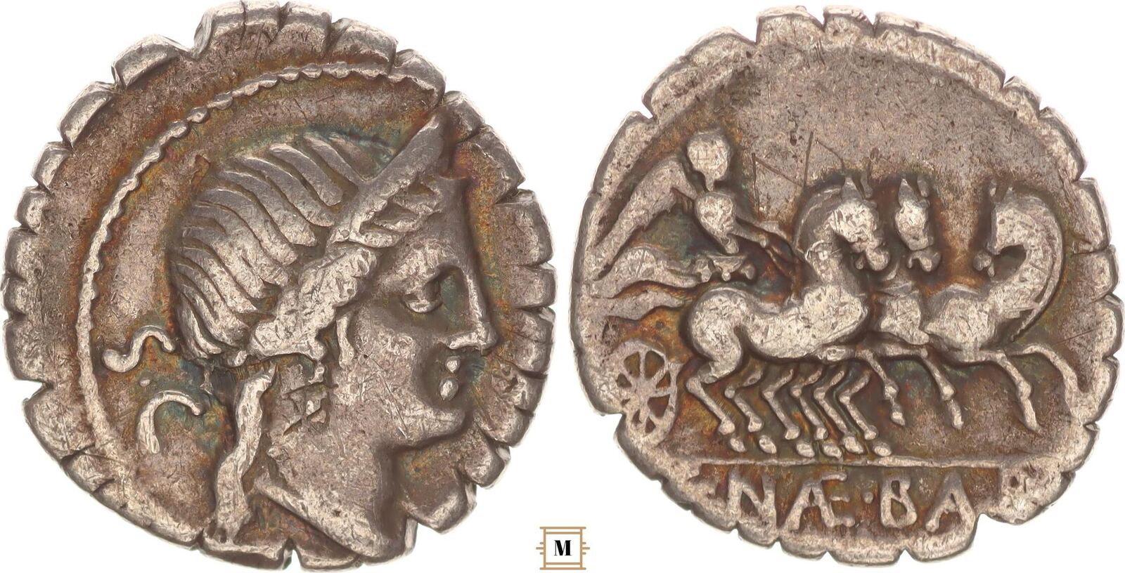 Roman Republic AR serrate denarius 79 BC C. Naevius Balbus, Head of ...