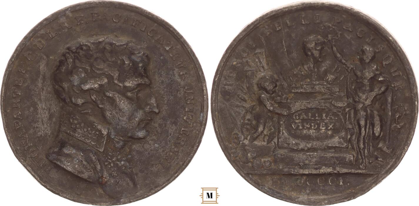France tin medal 1801 Napoleon I., Treaty of Luneville | MA-Shops