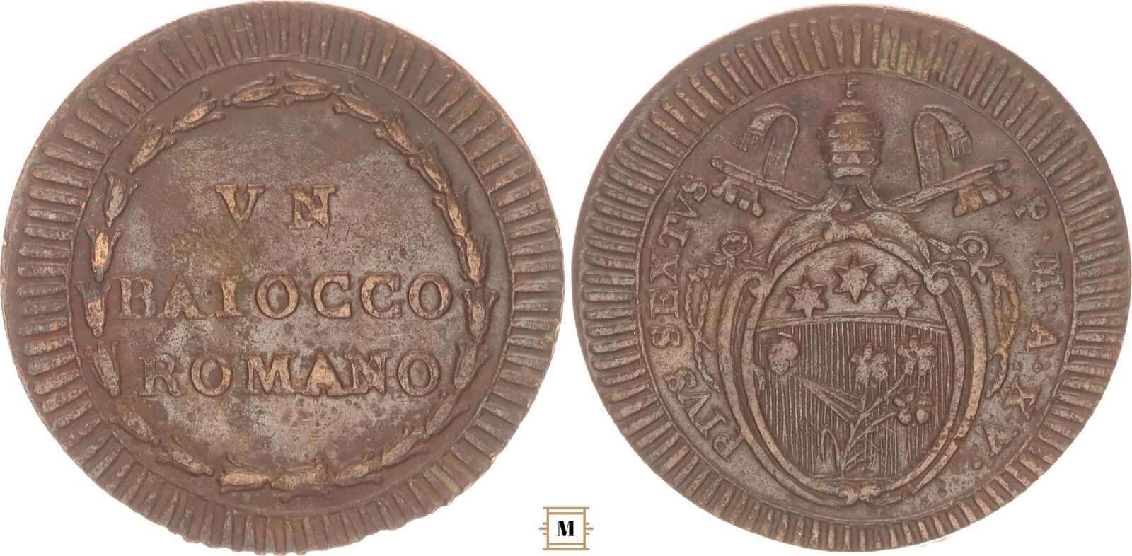 Italy-Papal States Baiocco /1789/ Pio VI., Romano A XV | MA-Shops