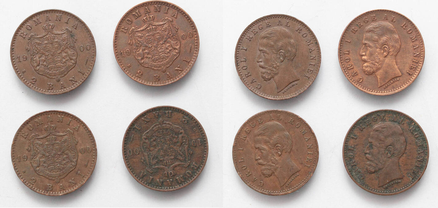 Romania 2 bani 1900 B Carol I., 4 pcs lot | MA-Shops